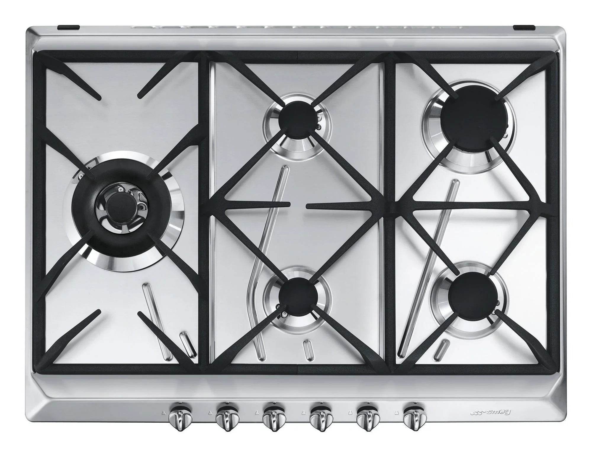 Smeg 90cm Classic Gas Hob, Black - Carvers Interiors