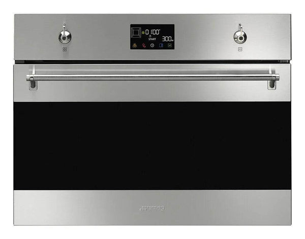 Smeg Classic 45cm Compact Built-In Oven & Microwave, Stainless Steel ...